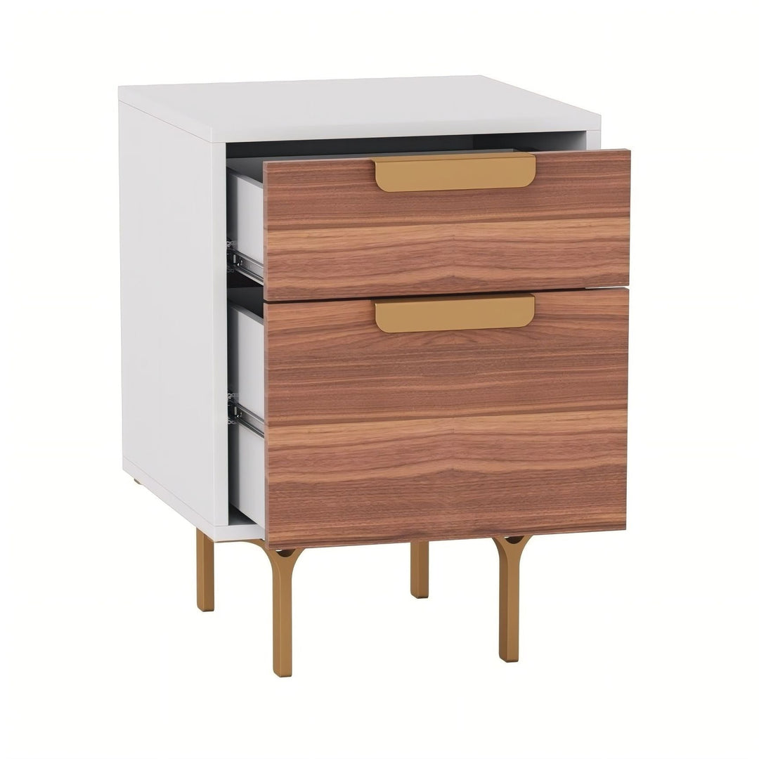 SHARON White and Walnut Nightstand – Home Quarters Furnishings