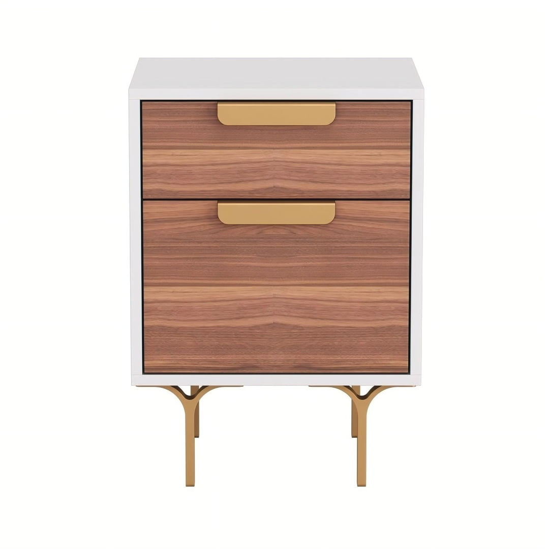 SHARON White and Walnut Nightstand – Home Quarters Furnishings